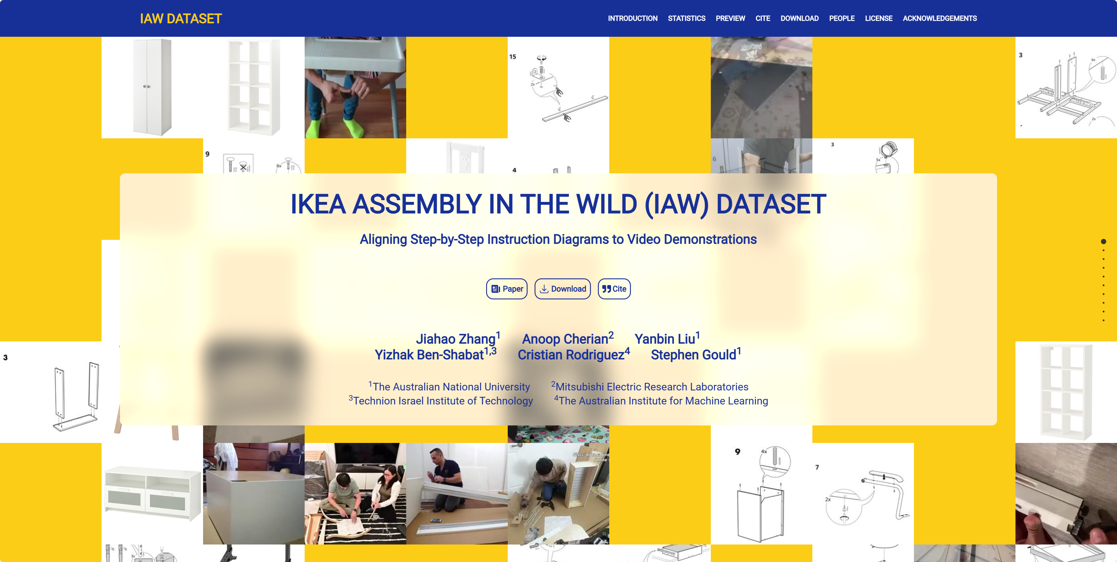 Homepage for Ikea Assembly In the Wild (IAW) dataset | Academic-DavidZ